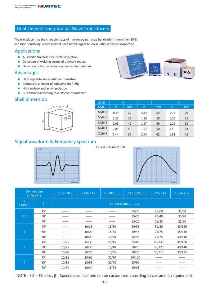 Dual Element Phased Array Probes For Ultrasonic Inspection Equipment ISO CE